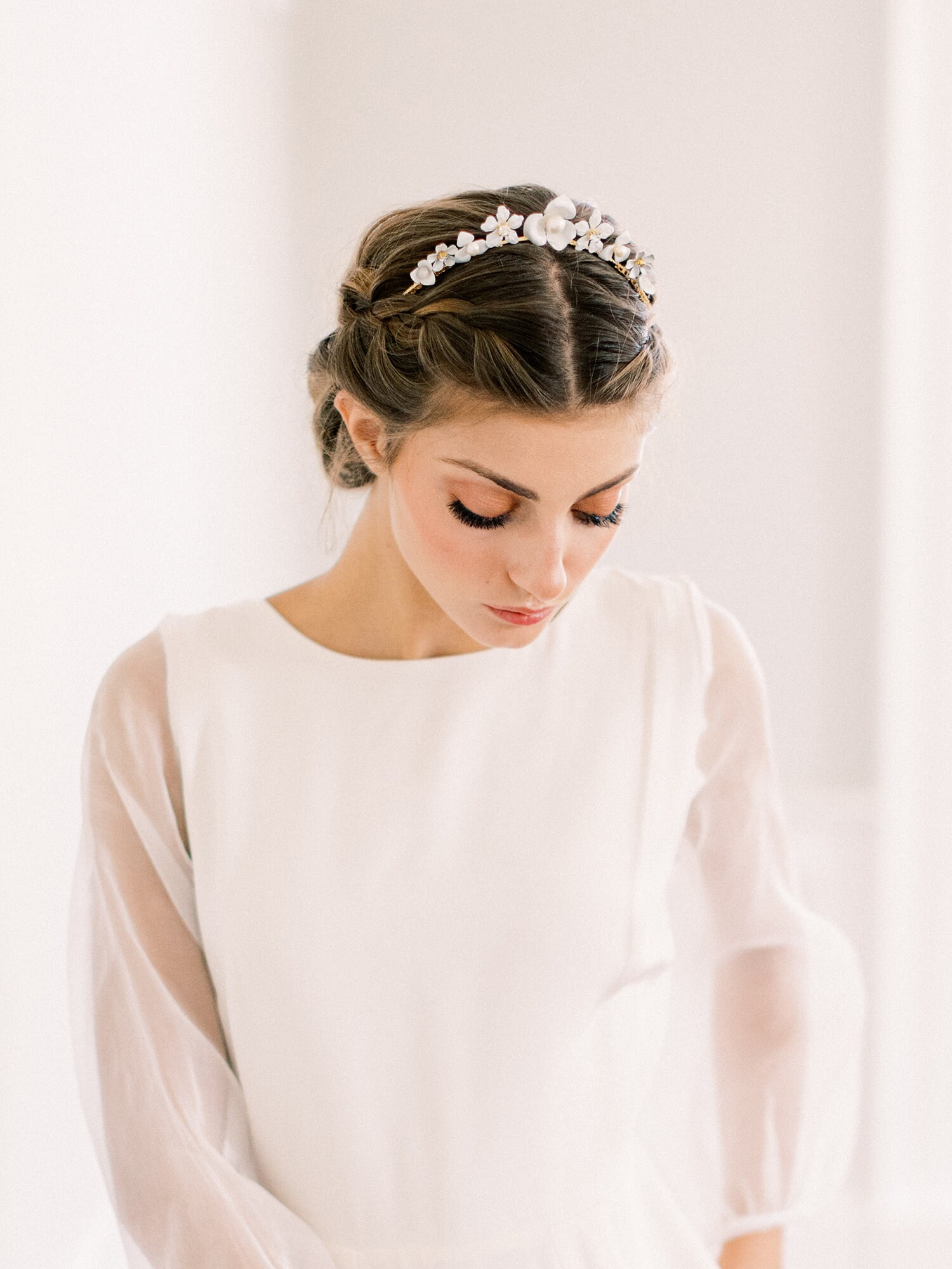 HELEN Modern Romantic Bohemian White Bridal Tiara Boho - Etsy