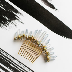 GEORGIA - Edgy Bohemian Quartz Wedding Comb, Boho Modern Crystal Bridal ...