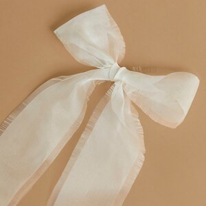 ARDEN - 100% Silk Organza Hair Bow Clip With Hand Frayed Edges - Etsy