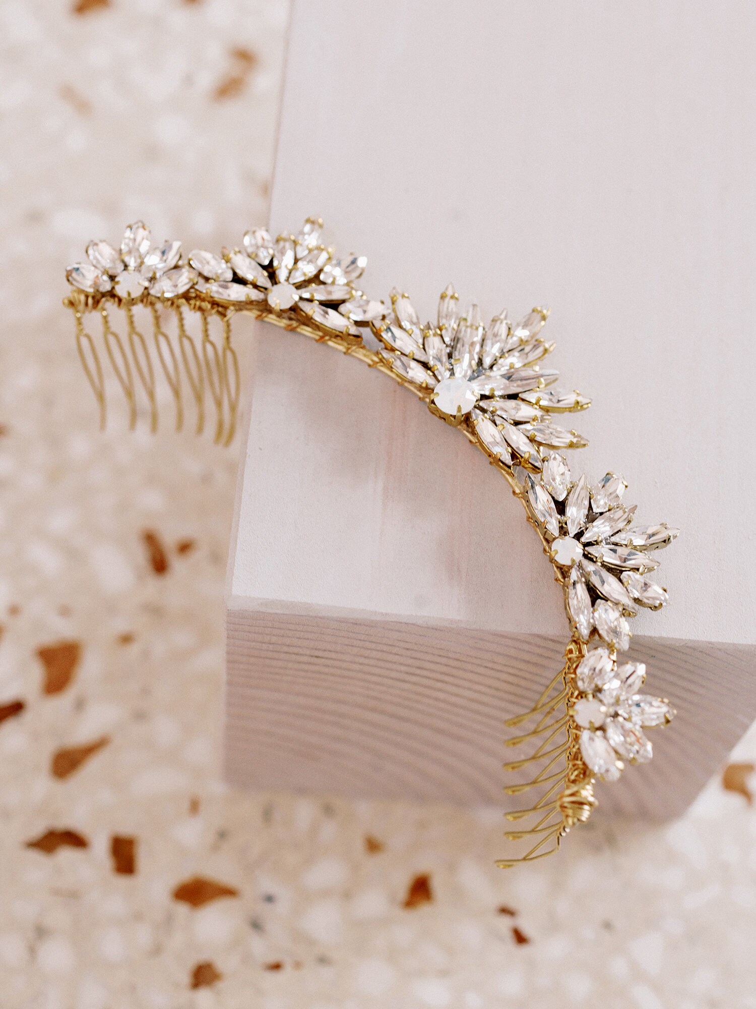 GOLDIE Art Deco Bohemian Bridal Tiara Opal Crystal Vintage | Etsy