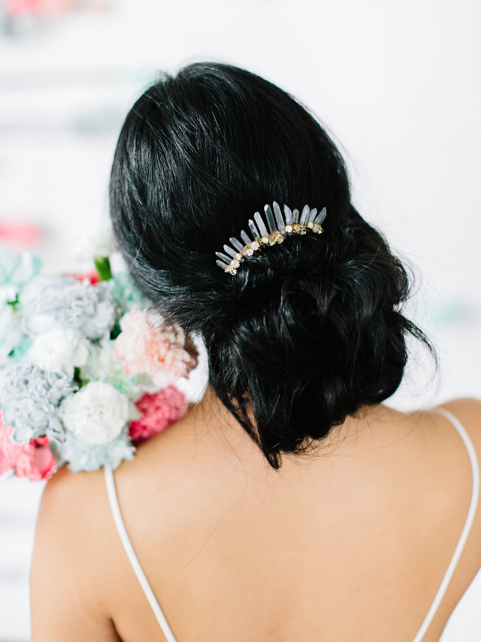 GEORGIA Edgy Bohemian Quartz Wedding Comb Boho Modern | Etsy