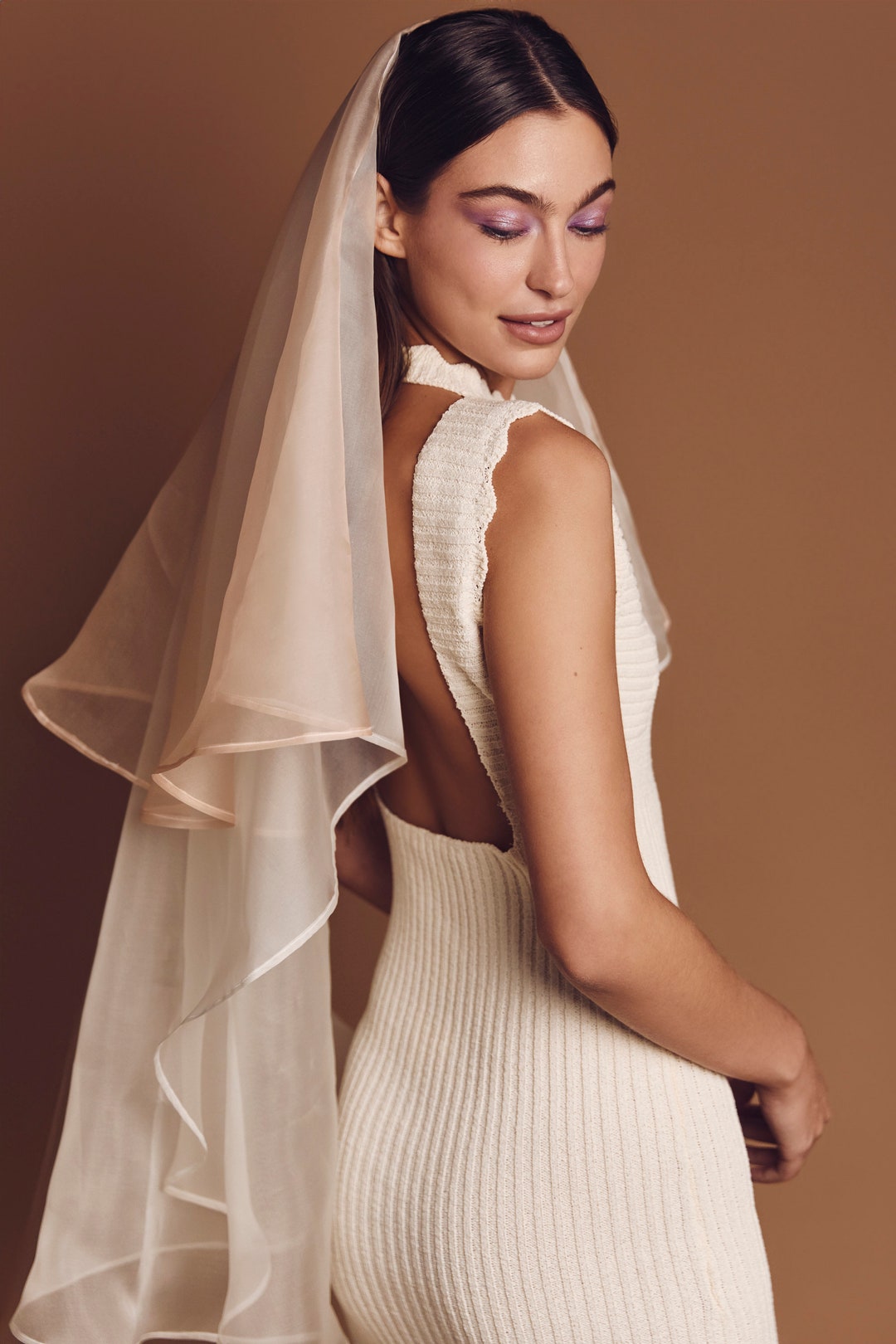 JESSE - 100% Silk Organza Waterfall Veil - Etsy