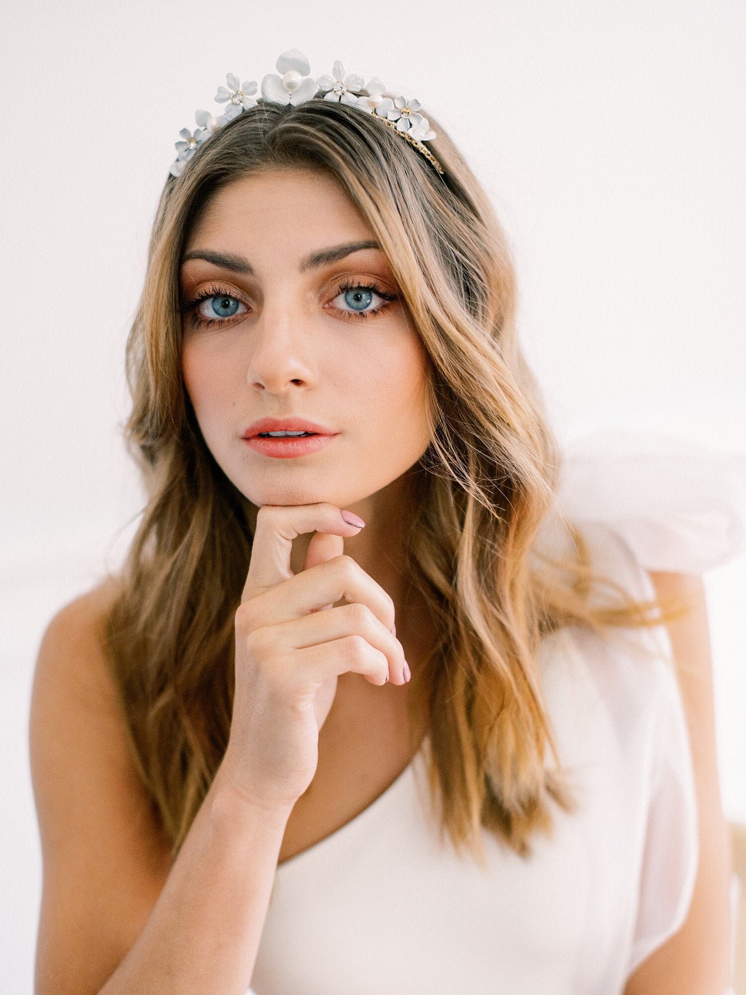 HELEN Modern Romantic Bohemian White Bridal Tiara Boho - Etsy