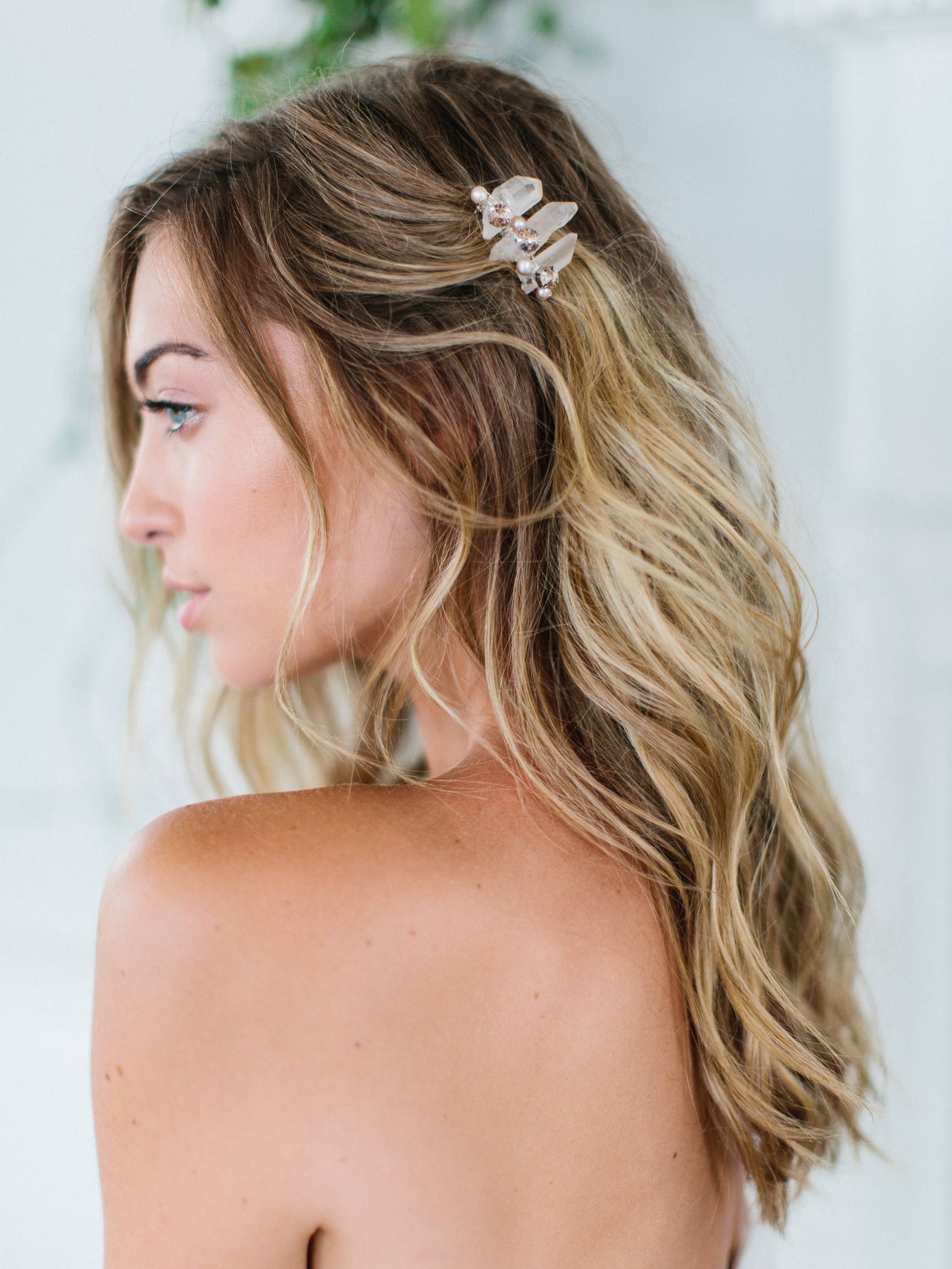 ASH Chunky Raw Quartz Boho Bridal Comb Bohemian Glamorous | Etsy