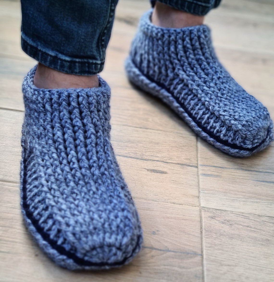 Crochet Slippers for Men Crochet Wool Slippers Handmade - Etsy