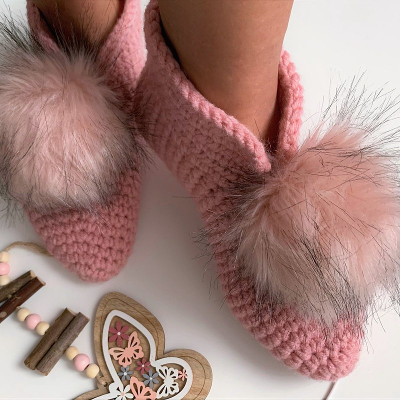 Pom Pom Slippers - Etsy
