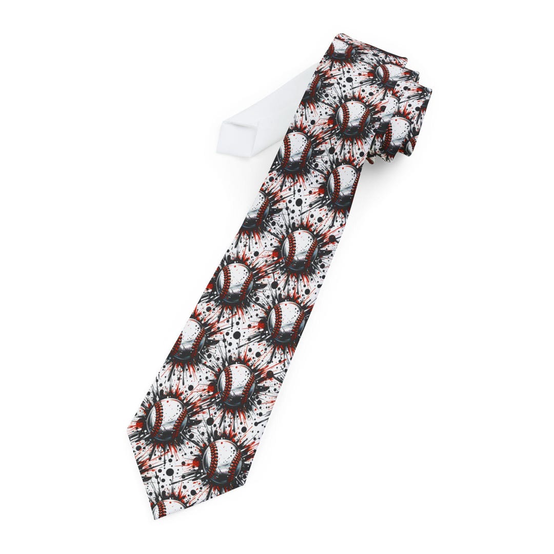 Baseball Splatter Necktie for Special Occasions, Unique Gift for Men ...