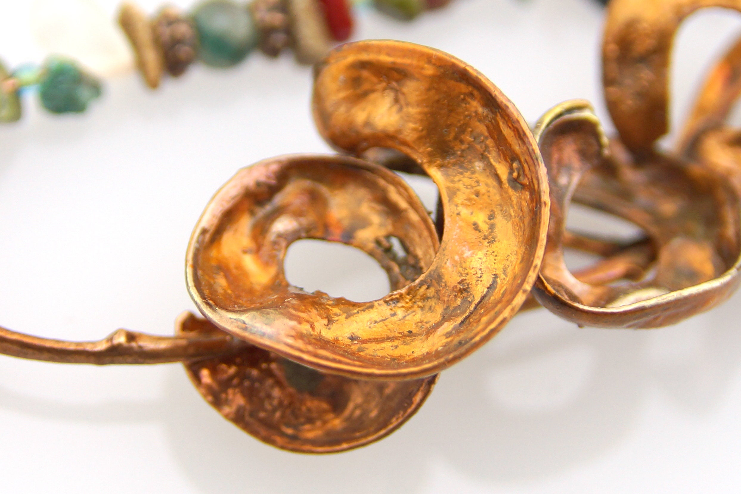 Curly Acacia Pods With Stone Beads Copper Jewellery Wearable - Etsy