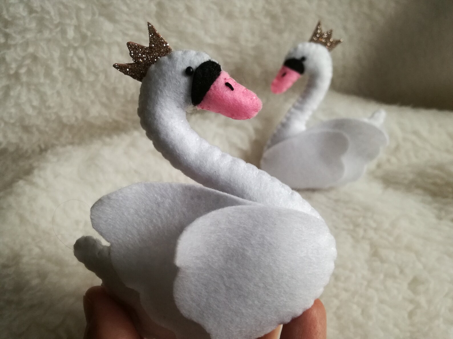 Swan Ornament Name Banner Swan Name Felt Bow Birth Idea Gift Christmas ...