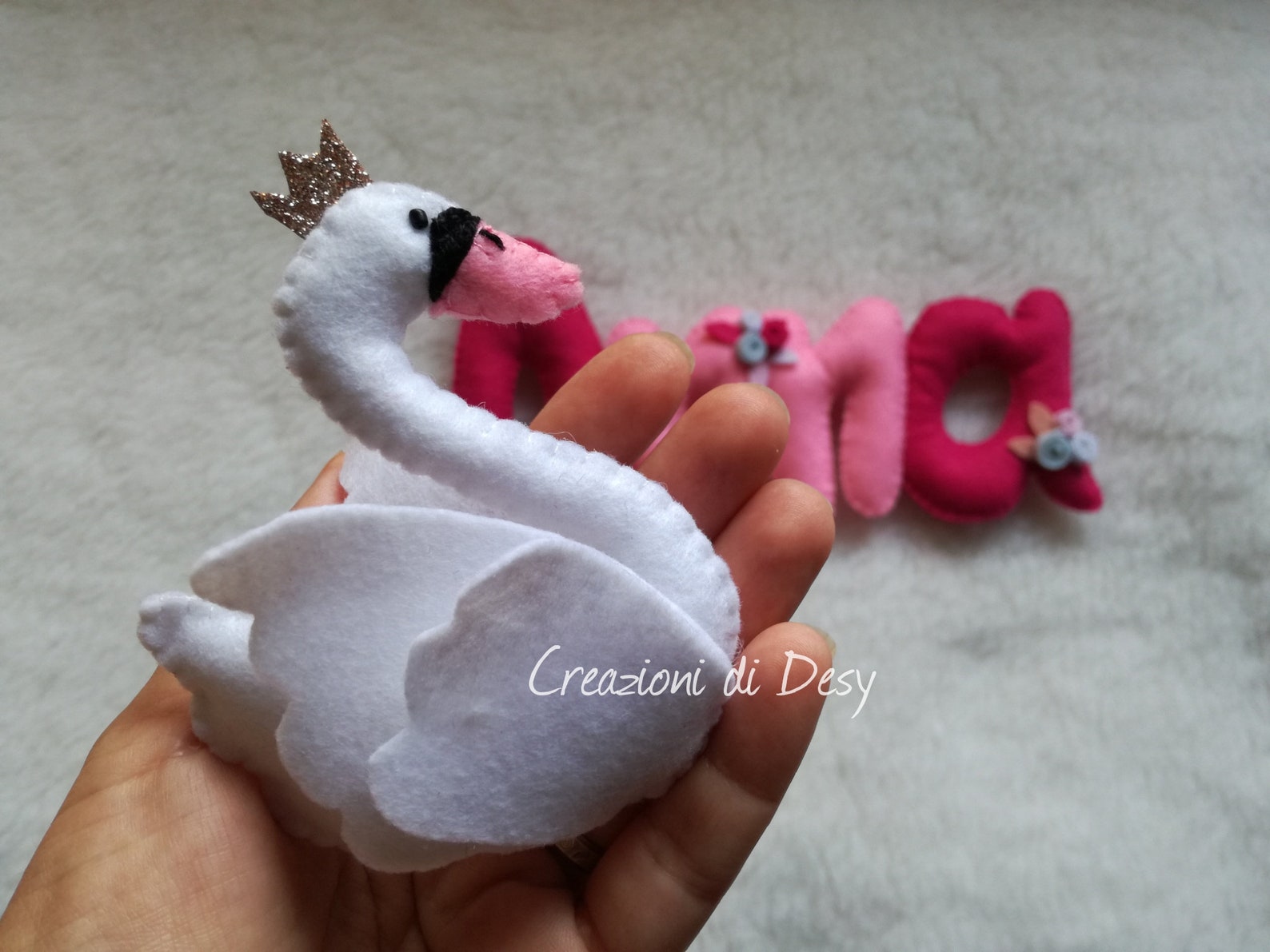 Swan Ornament Name Banner Swan Name Felt Bow Birth Idea Gift Christmas ...