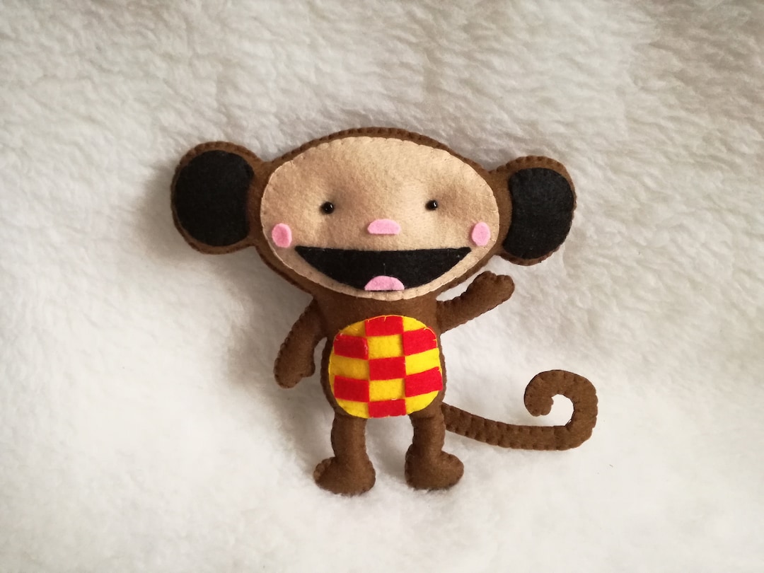 Oliver Monkey Baby TV Doll Banner Felt Kids Room Bow Birth Gift Gloves ...