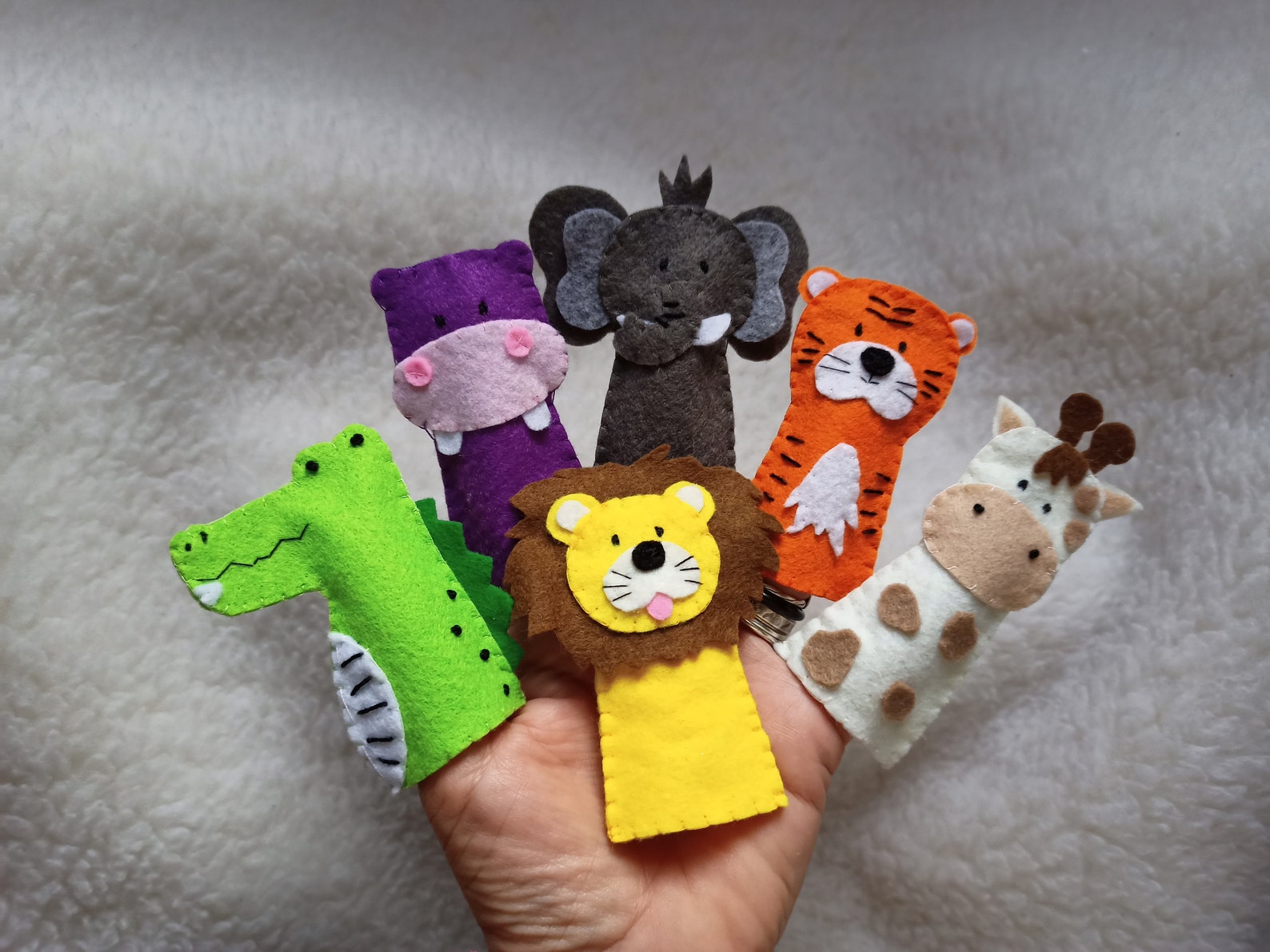 Finger Puppets, Felt Animals in Savannah Theme, Jungle Animals ...