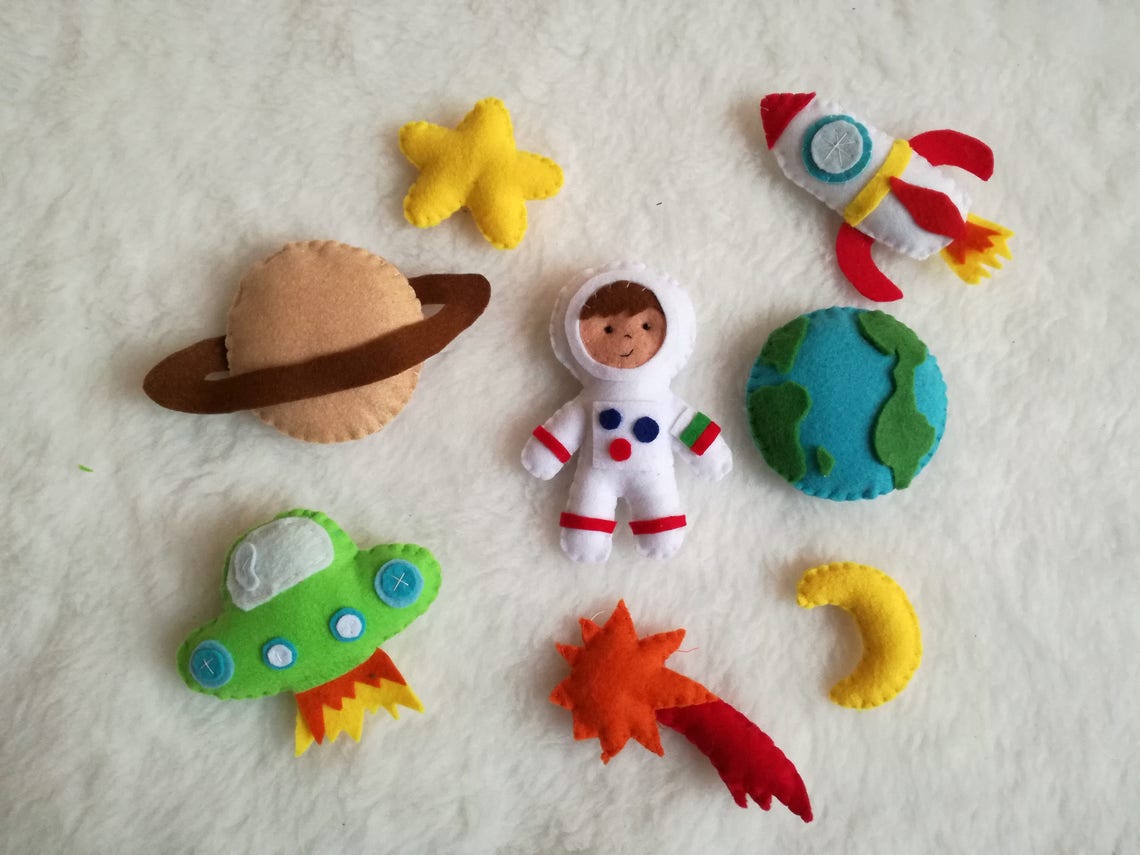 Rocket Felt Spaceship Moon Star Planet Earth Saturn Shooting Star Solar ...