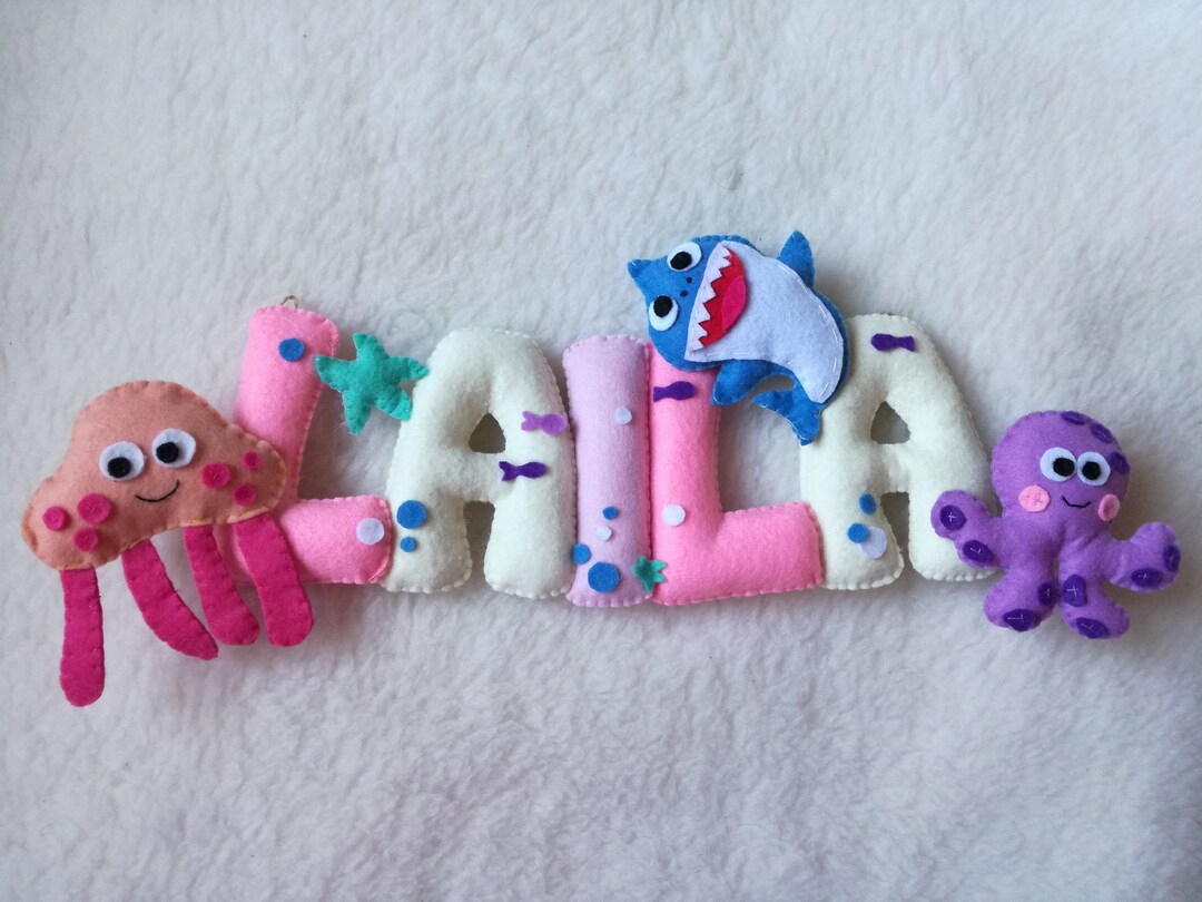 Bedroom Decorations Name Banner Laila With Handmade Felt Fish - Etsy
