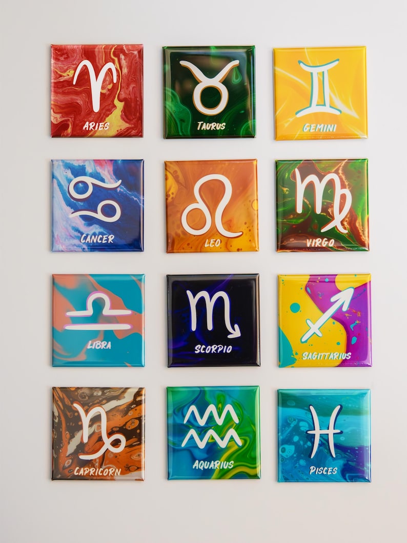 Zodiac Sign Magnets: Cosmic Astrology Art - Pick Your Own - Etsy