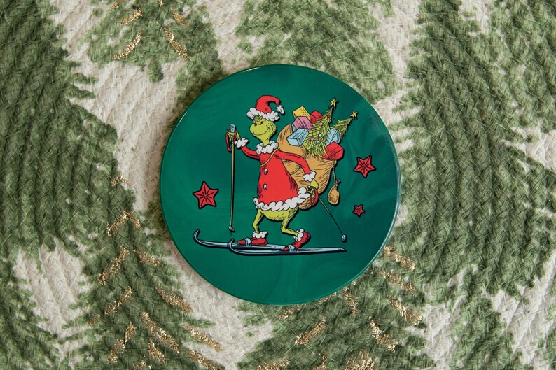 The Grinch Coaster Set: Original Handmade Poured Paint Design - Set of ...