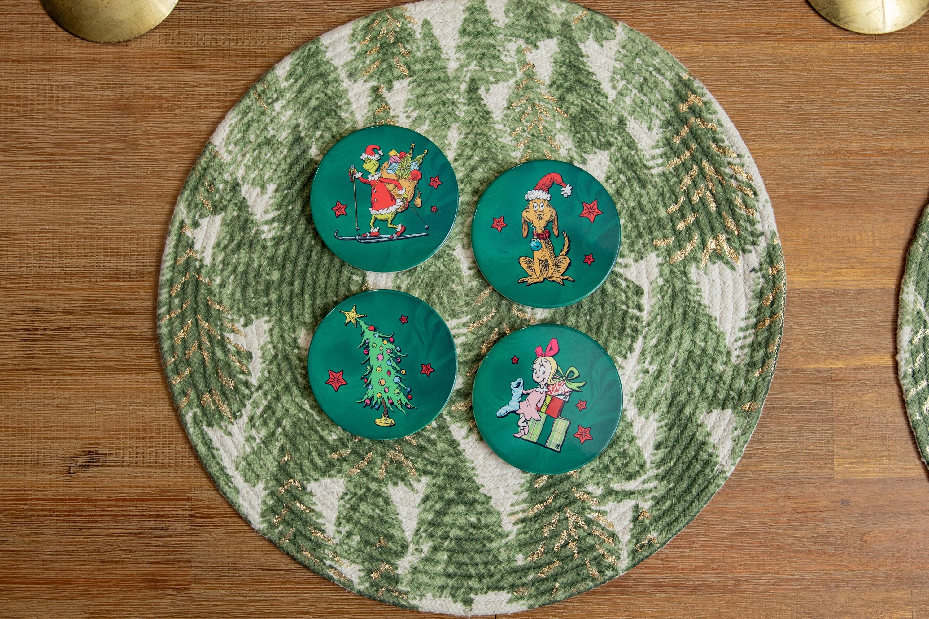 The Grinch Coaster Set: Original Handmade Poured Paint Design - Set of ...