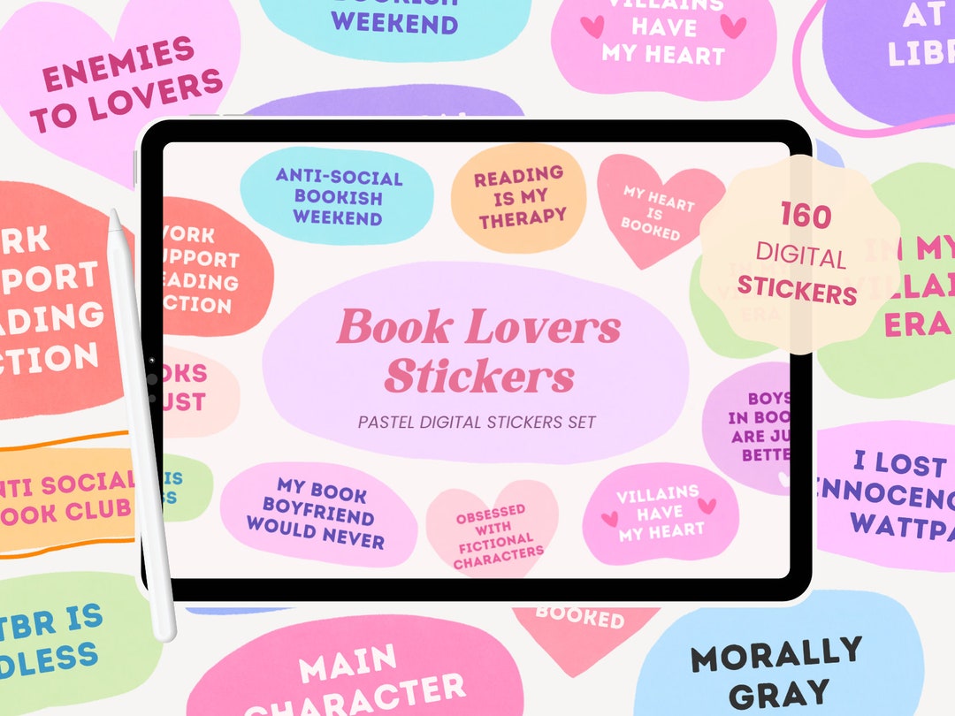 Book Lovers Digital Stickers | Bookish Digital Stickers | Romance ...