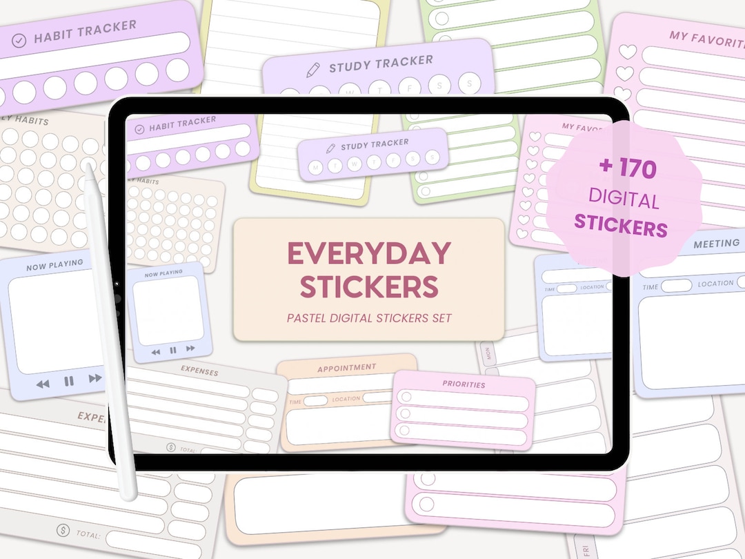 Everyday Life Digital Stickers Productivity Digital Stickers Pastel ...