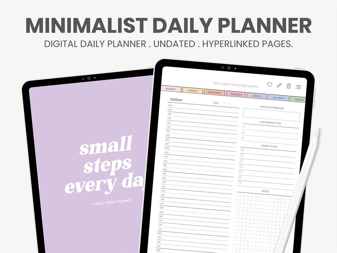 Daily Planner Half-hour | Schedule Routine I Digital Hourly Weekly ...