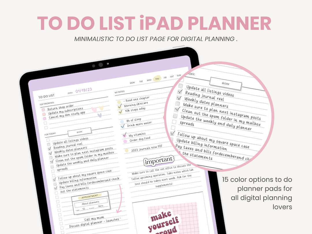 Digital Tasks List Template | Minimalist to Do List Printable ...