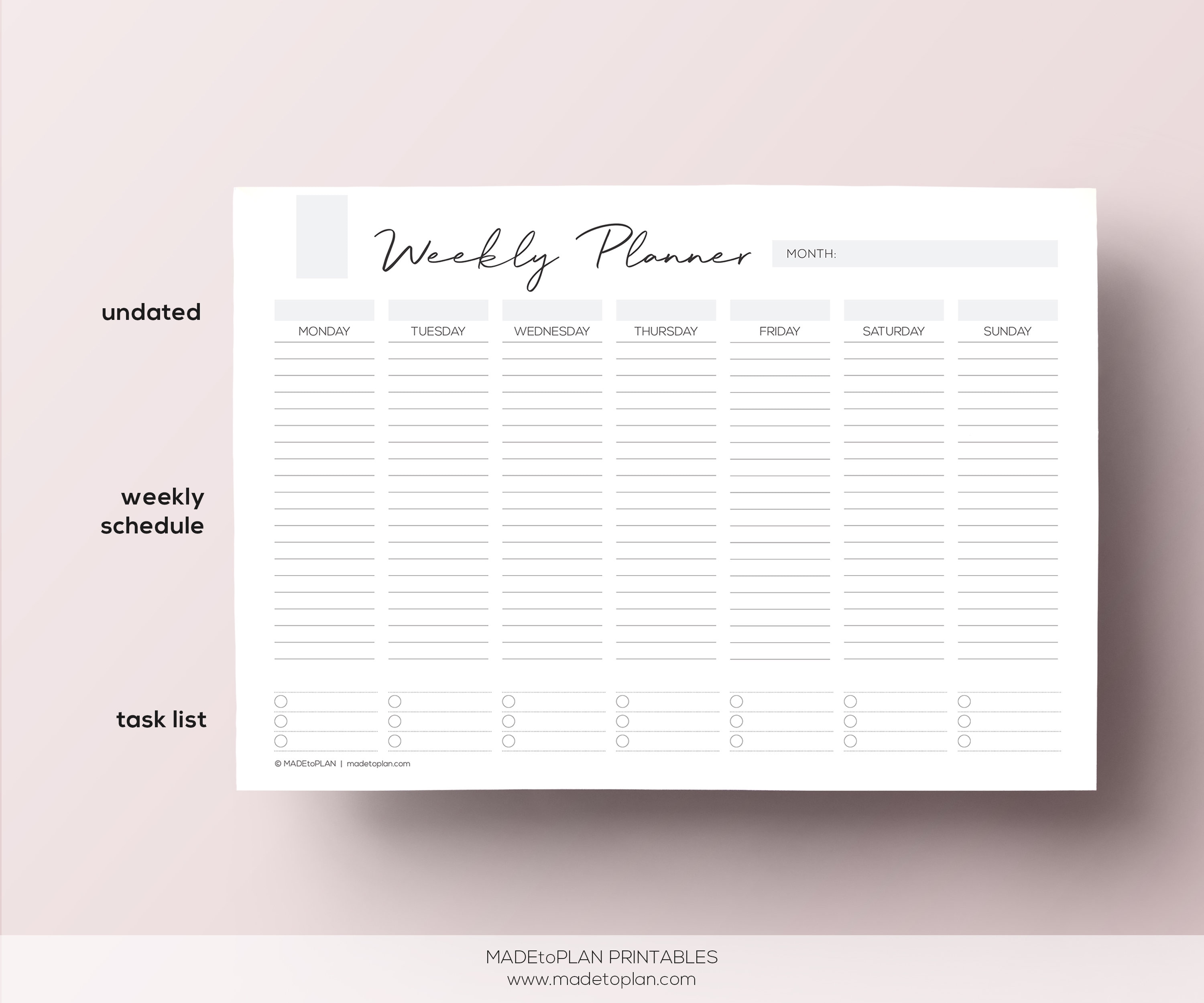 Weekly Planner Printable Weekly Planner Weekly Planner Pad - Etsy