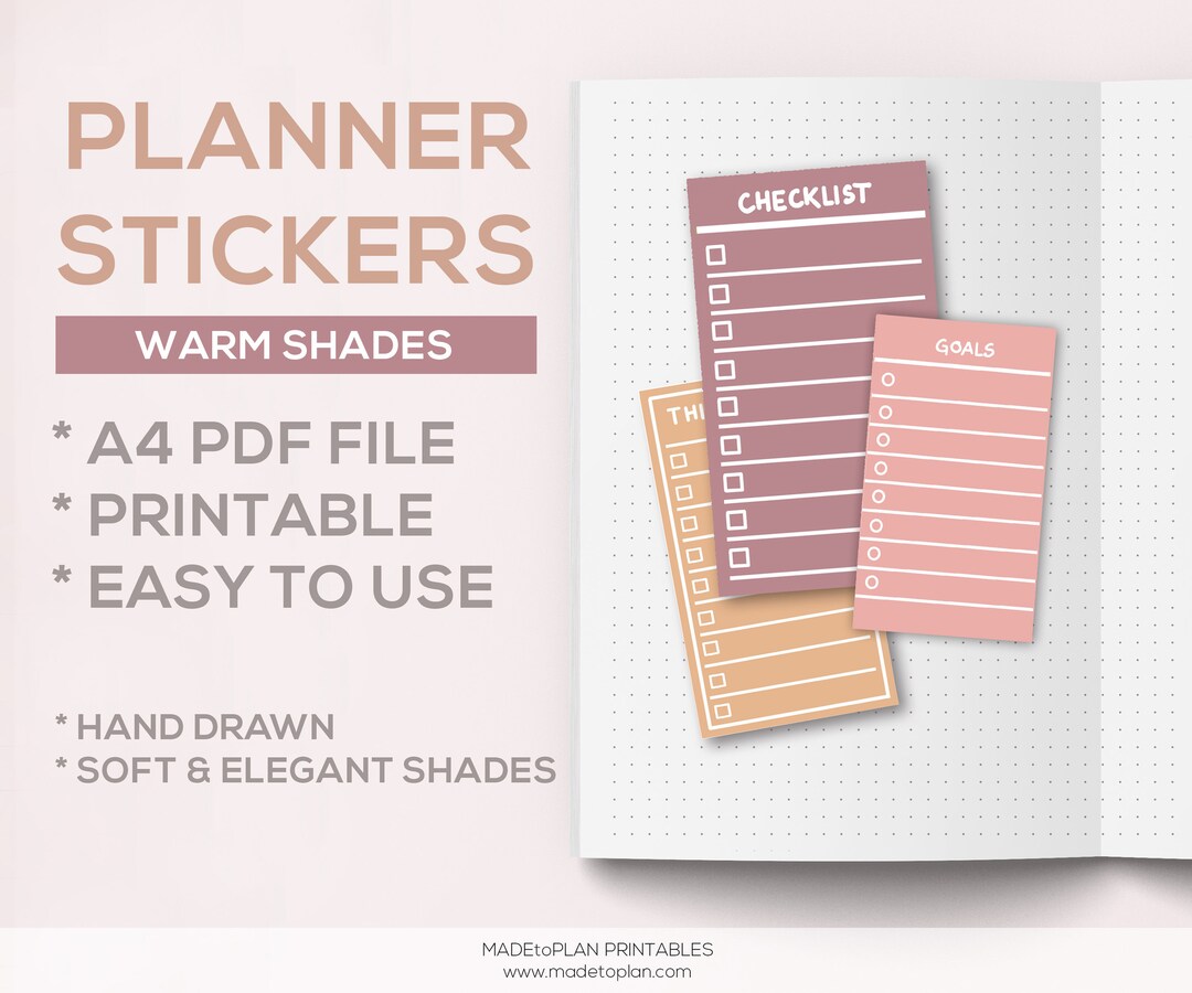 Sidebar Checklist Stickers - Printable Stickers - to Do Stickers ...