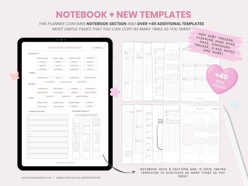 2026 Digital Planner Bundle | Hyperlinked Dated Monthly Weekly Daily ...
