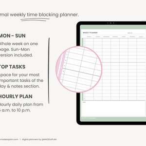 Digital Hourly Weekly Planner | Time Block Spread | Time Blocking ...