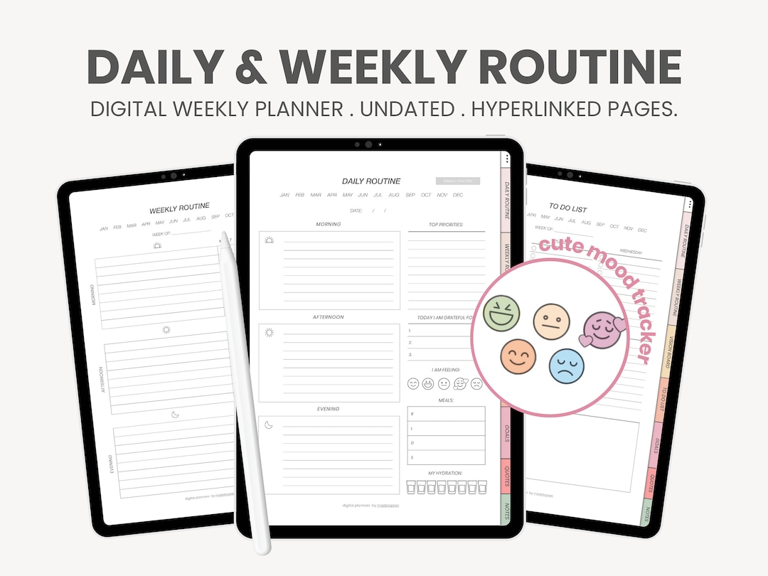 Daily Routine Planner | Weekly Routine Habit Tracker Checklist ...