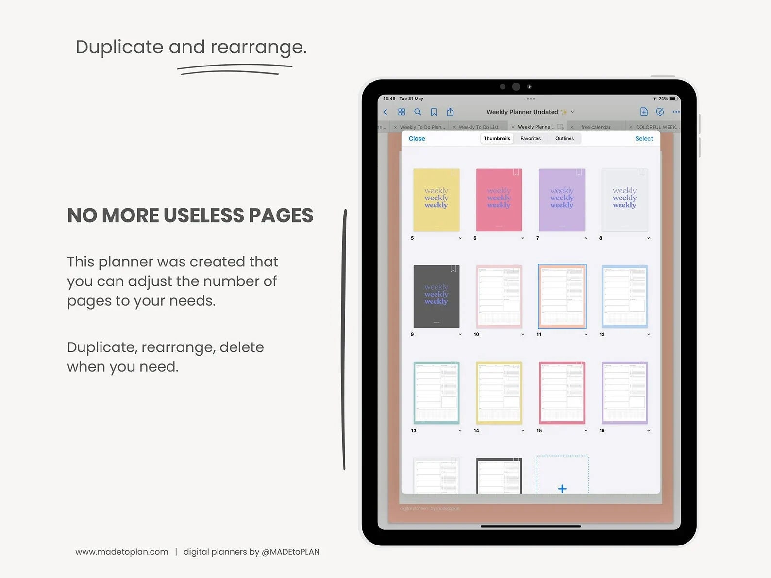 Digital Weekly to Do List | Blank Task Checklist Planner | Minimal Week ...