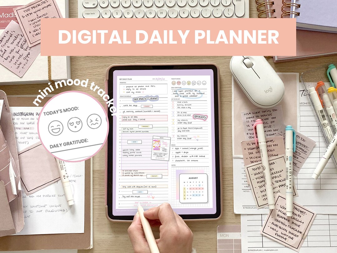 Digital Daily Planner | Undated Schedule Planner | Daily Overview ...
