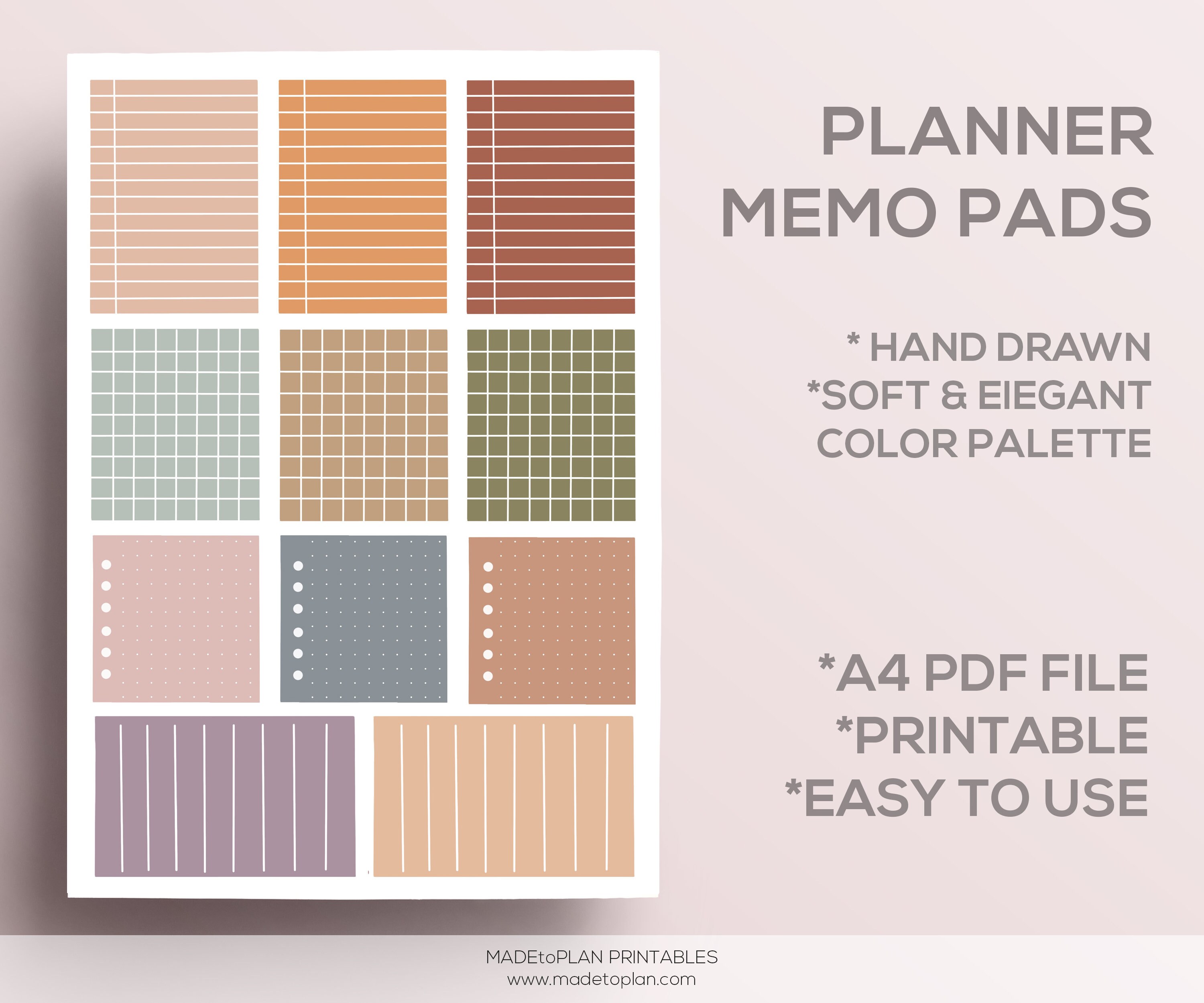 Printable Sticky Notes - Printable Memo Cards - Printable Grid Notes ...