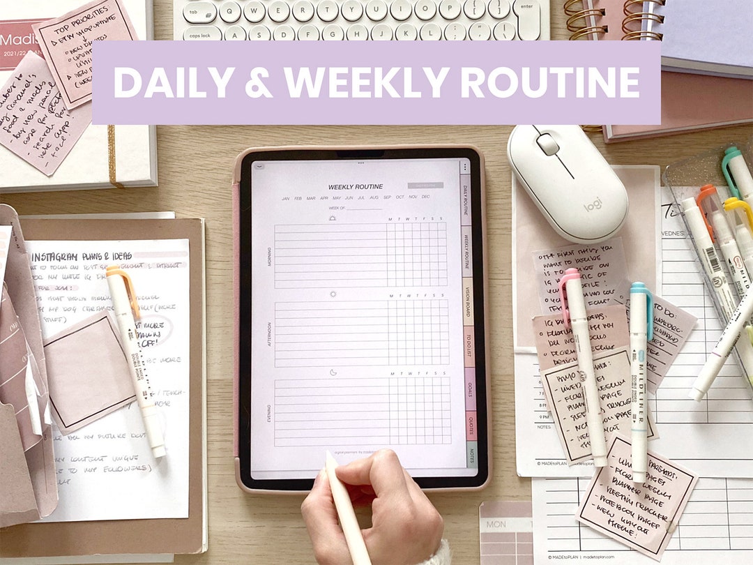 Daily Routine Planner | to Do List Digital Planner | Morning - Evening ...