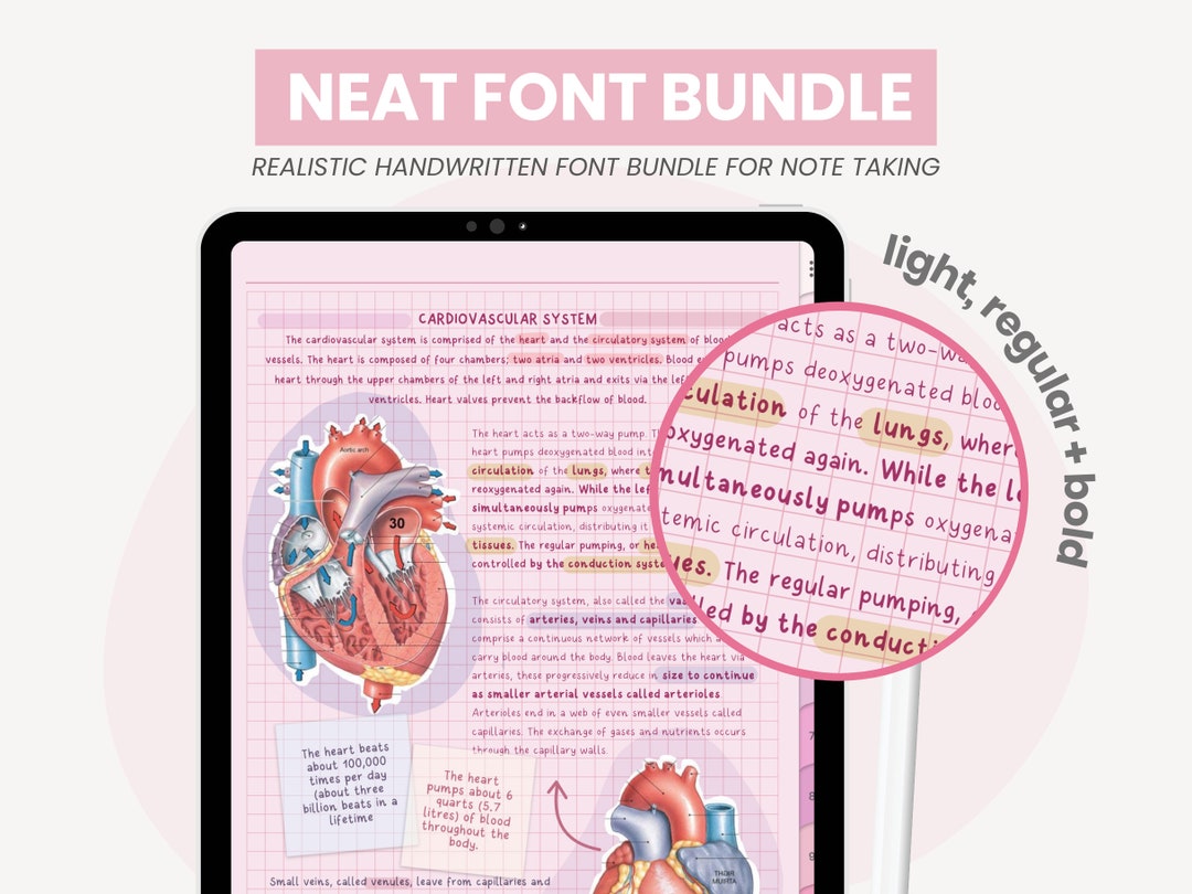 Neat Handwritten Font Bundle for Digital Notes | Kate's Journal Font ...