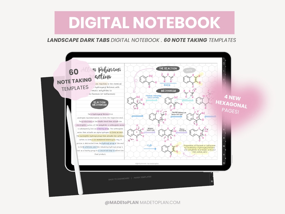 Landscape Digital Notebook | 12 Subject Student Notebook | Hexagonal ...