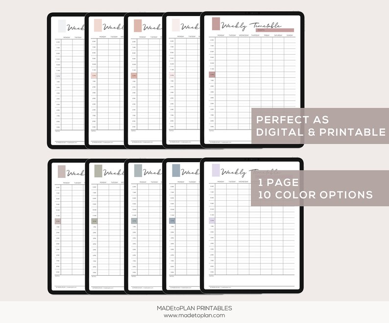 Digital Student Schedule Timetable Digital Hourly Weekly - Etsy