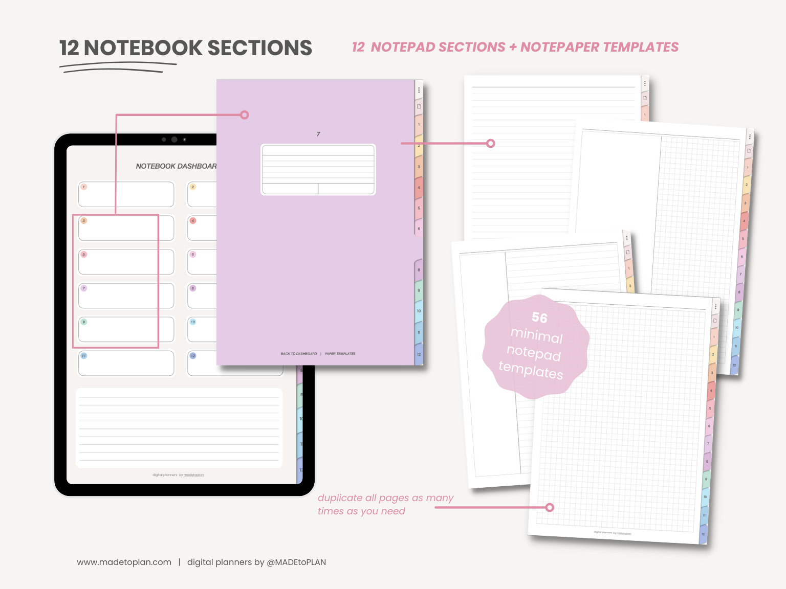 Digital Notebook | 12 Subject Digital Notebook for Students | Digital ...