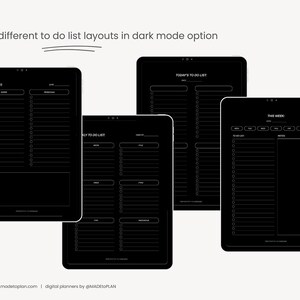 Dark Mode to Do List Digital Planner | Weekly to Do List | Task ...