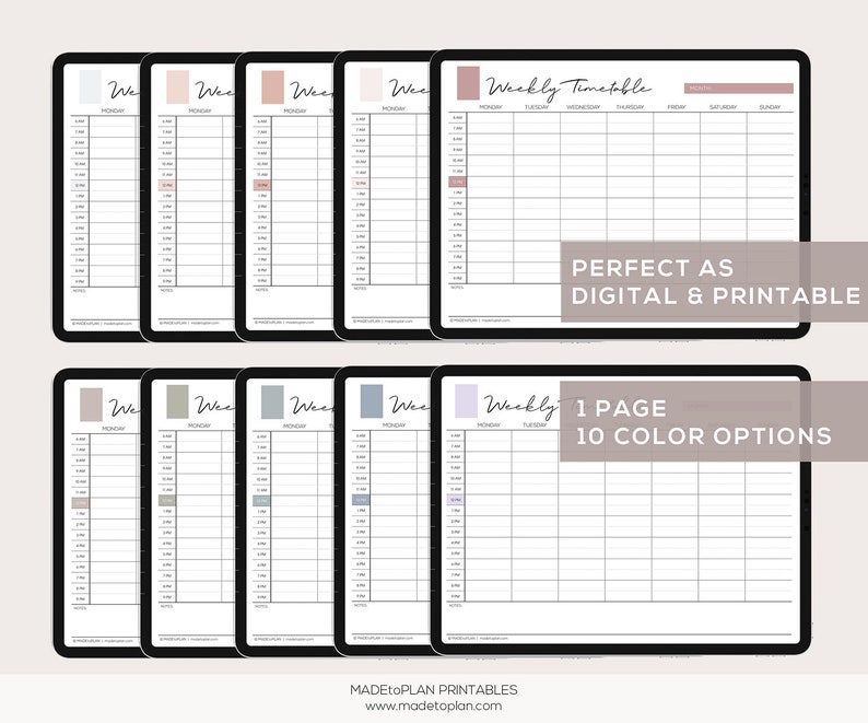 Digital Weekly Schedule for Goodnotes Notability Digital - Etsy