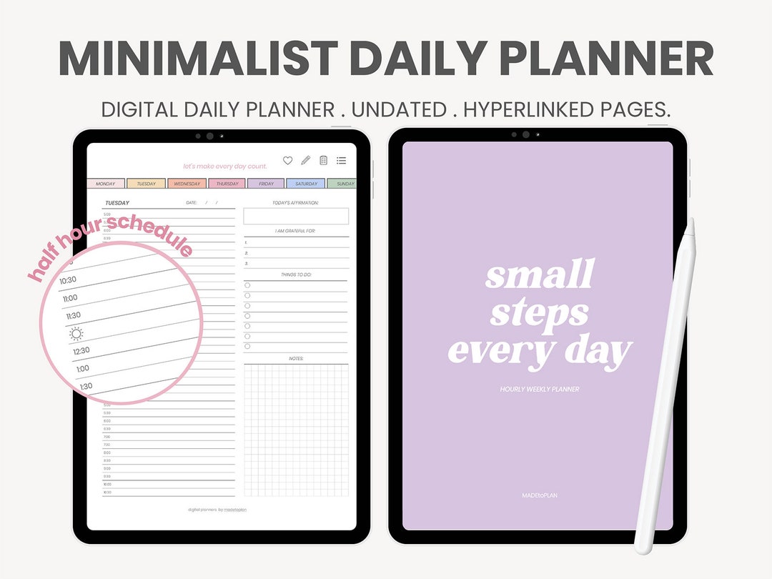 Digital Daily Planner | Hourly Digital Planner | Digital Schedule ...