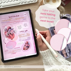 Portrait Digital Notebook | Pink Digital Note Paper Templates |student ...