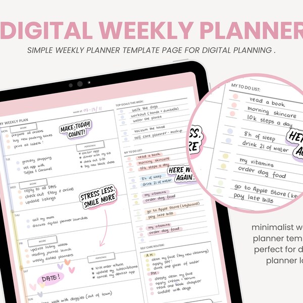 Undated Digital Planner Portrait - Etsy