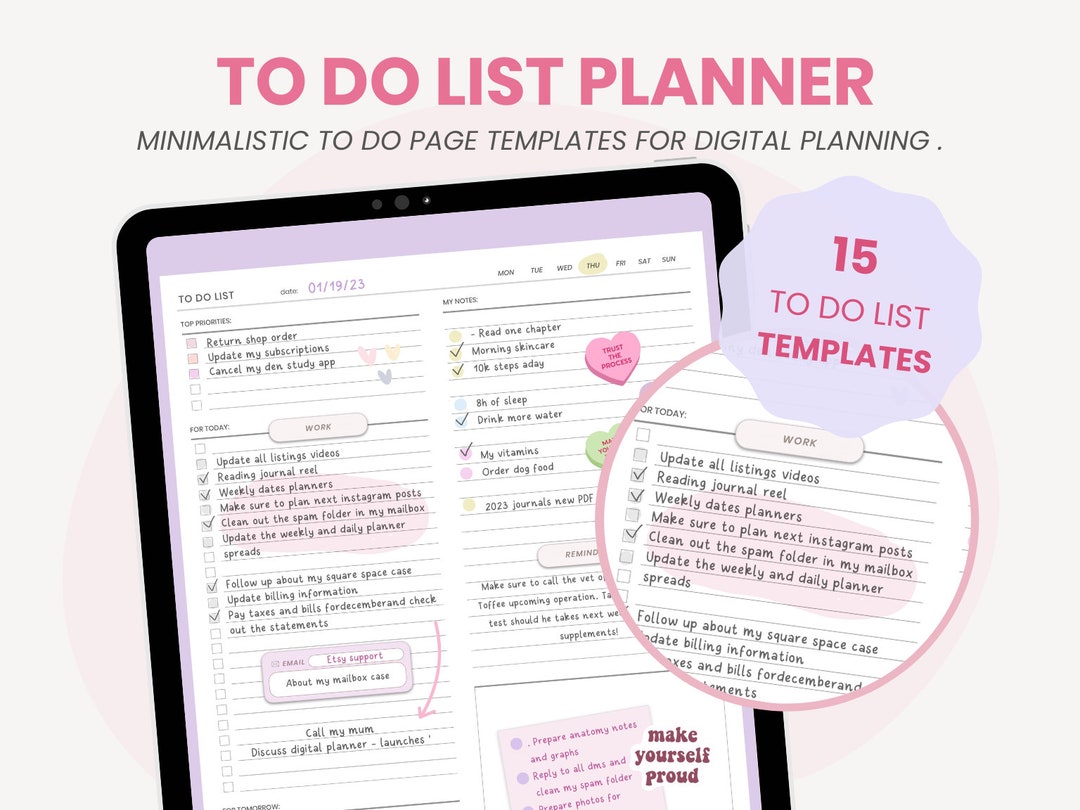 To Do List Digital Planner | Task List Checklist | Minimalist to Do ...