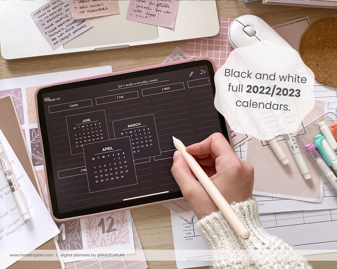 Digital Calendar Planner Stickers 2022 2023 Monthly - Etsy