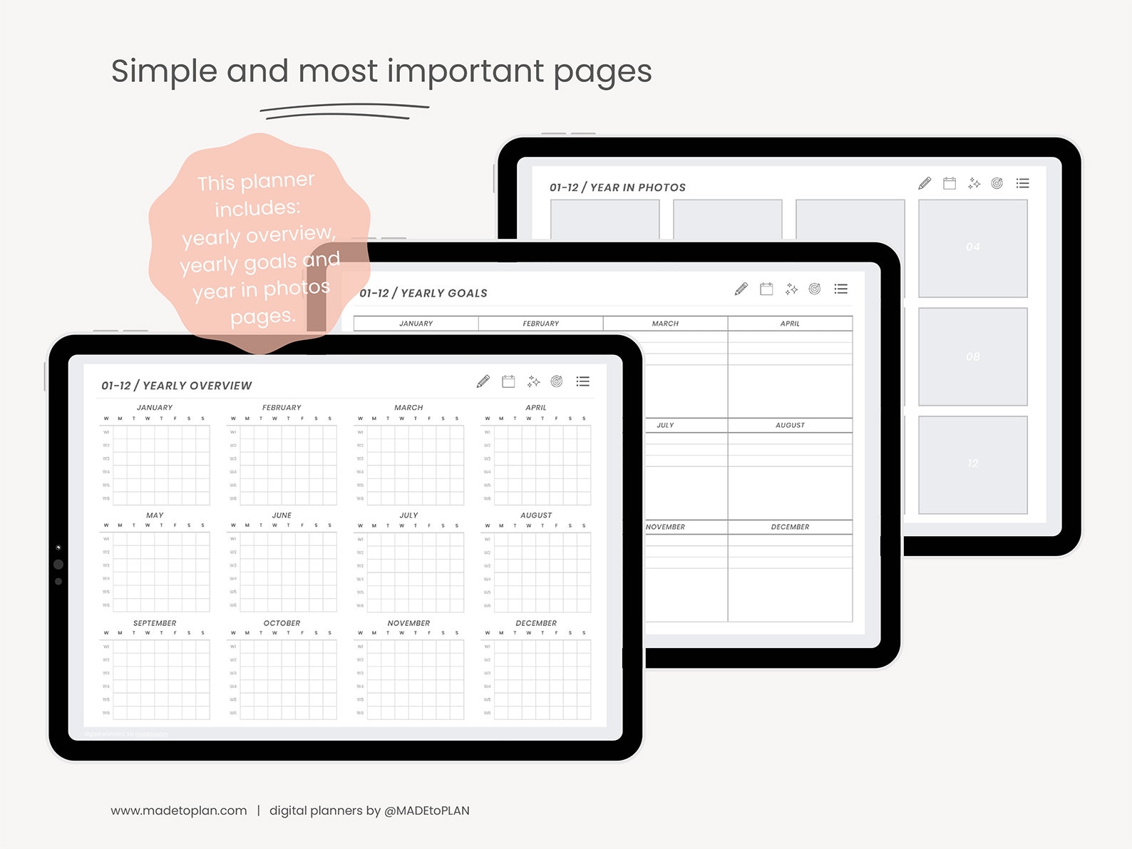 Digital Monthly Planner | Monthly Calendar | Month at a Glance ...