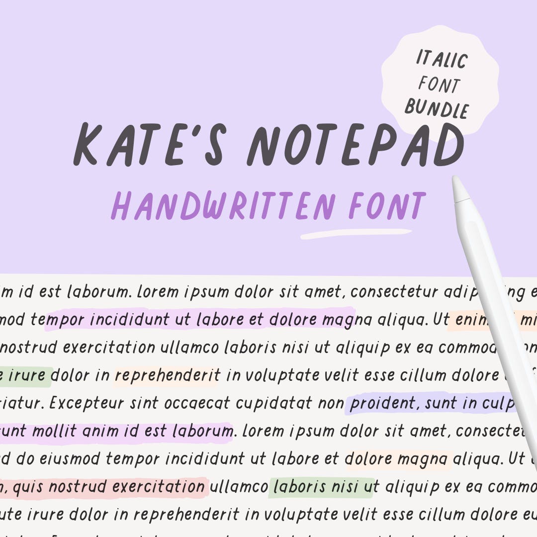 Kate's Notepad Font Bundle | Neat Handwritten Font | Cute Handwriting ...