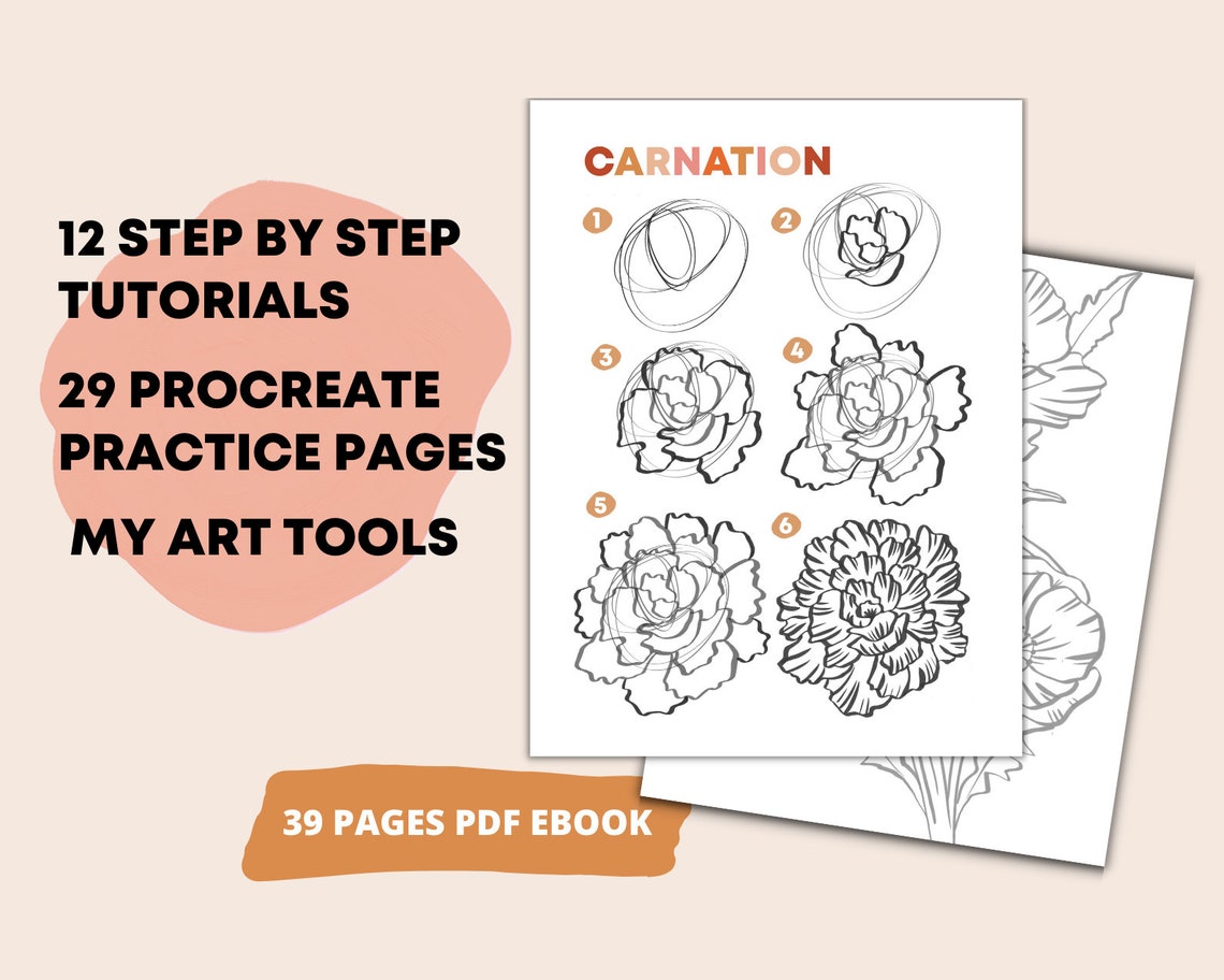 How to Draw Flowers Procreate Workbook Floral Digital | Etsy