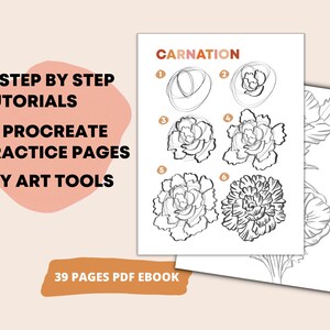 How to Draw Flowers Procreate Workbook | Floral Digital Step-by-step ...