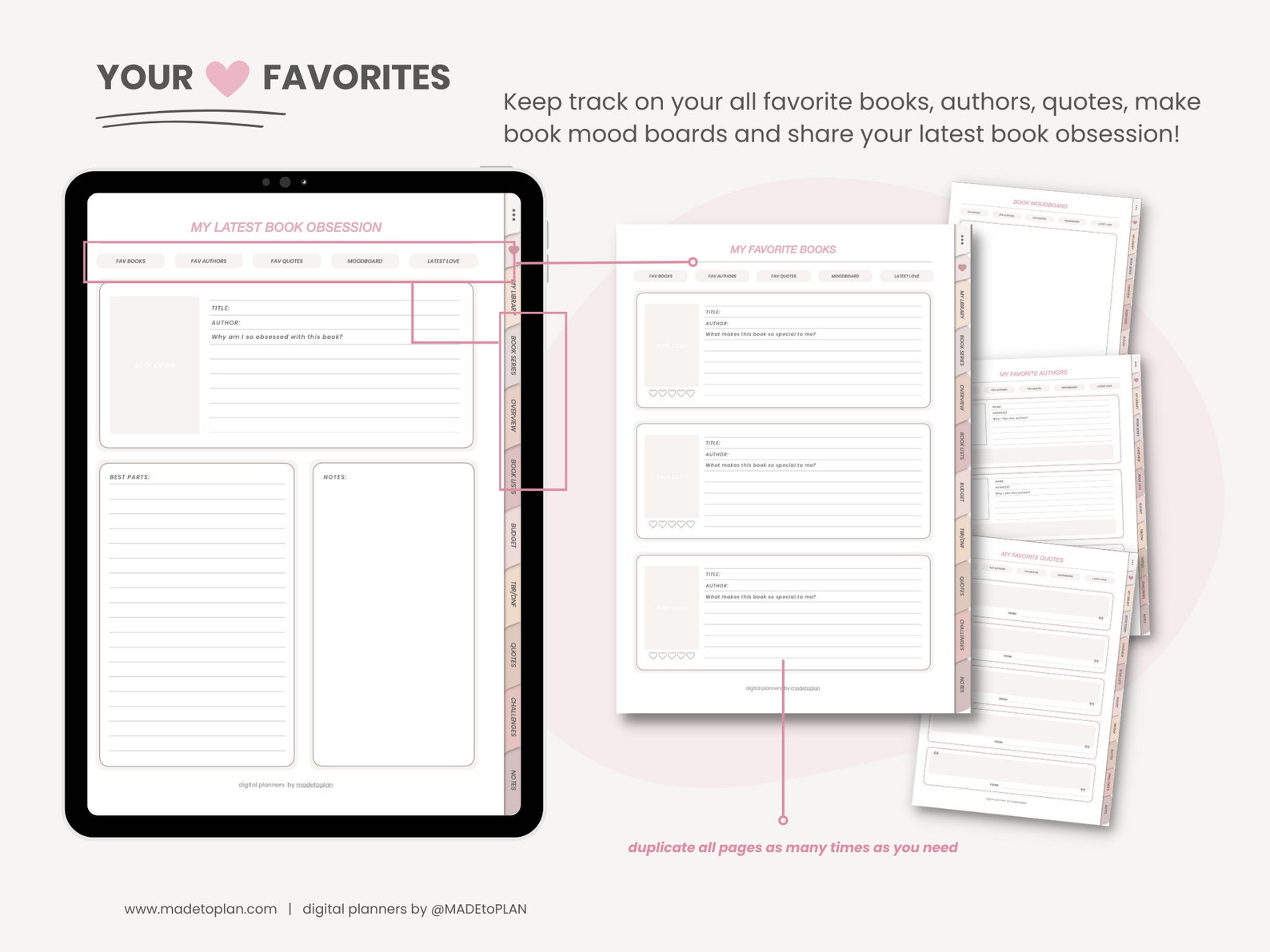 Digital Reading Journal | Reading Planner | Book and Reading Tracker ...